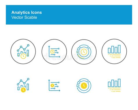 Analytics Icon Set Data Analysis Stock Vector Illustration Of