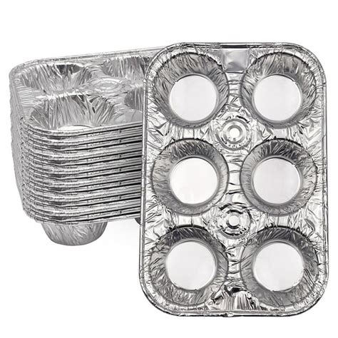 Songlam 20 Pack Disposable Foil Muffin Pans Aluminum 6 Cup Baking