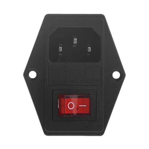 New 3 Pin Iec320 C14 Ac Inlet Male Plug Power Socket With Fuse Switch 10a 250v Lazada