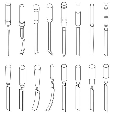 Chisel Icons Set Vector Outline 8778847 Vector Art At Vecteezy