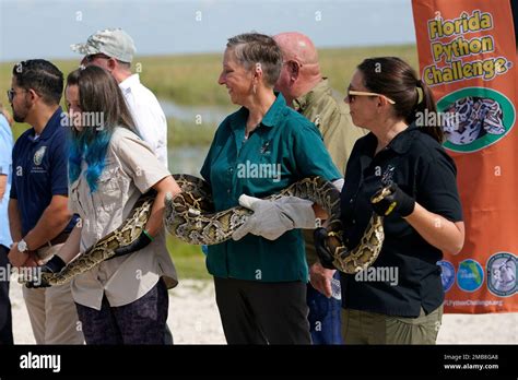 McKayla Spencer, left, Jan Fore, center, and Sarah Funck, right, all of the Florida Fish and ...