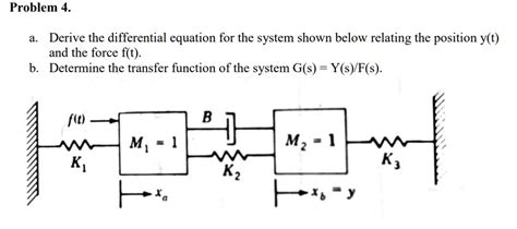 Problem 4 A Derive The Differential Equation For The System Shown Below Relating The Position