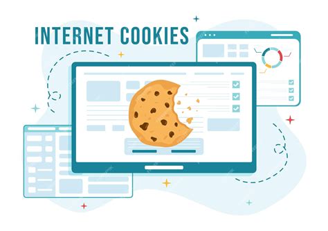 Premium Vector Internet Cookies Technology Illustration With Track Cookie Record Of Browsing A