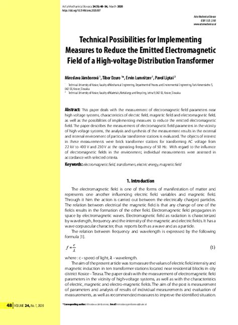 Pdf Technical Possibilities For Implementing Measures To Reduce The Emitted Electromagnetic