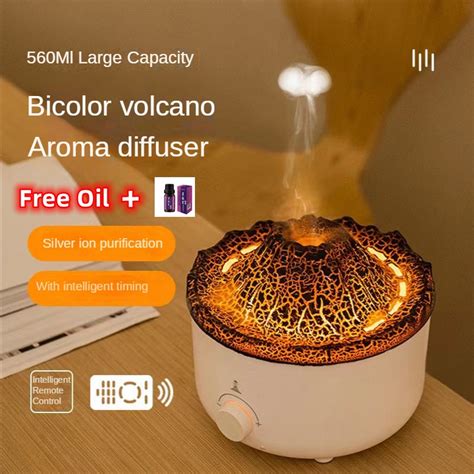 New Smoking Ring 2 Colors 560ml Aroma Diffuser Humidifier Volcanic 2023 Trendy 3d Flame Air Mist