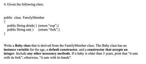 solved 4 given the following class public class
