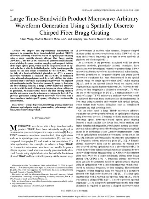 Pdf Large Time Bandwidth Product Microwave Arbitrary Waveform Generation Using A Spatially