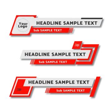 Lower Third Vector Design With Square Shape And Red Colors Lower Third Clipart Banners PNG