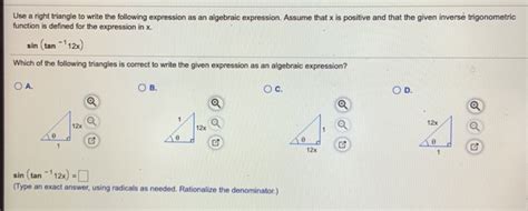 solved use a right triangle to write the following