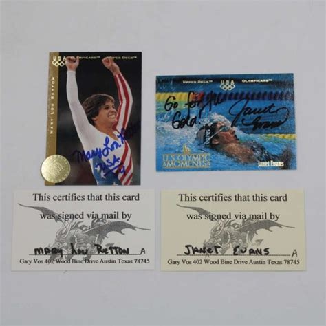 Mary Lou Rettonjanet Evans Signed 1996 Upper Deck Olympicard Lot Auto