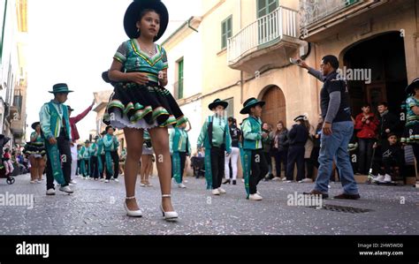 Spain Barcelona 13 Apr 2019 Spanish Holiday In Costume On Streets