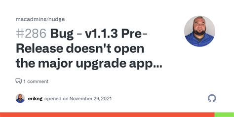Bug V113 Pre Release Doesnt Open The Major Upgrade App When