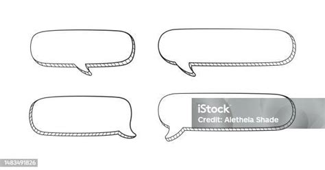 손으로 그린 3d 빈 말풍선 생각 말하기 말하기 텍스트 상자 배너 흑백 색상 평면 디자인 벡터 그림의 컬렉션 세트 0명에 대한 스톡 벡터 아트 및 기타 이미지 Istock