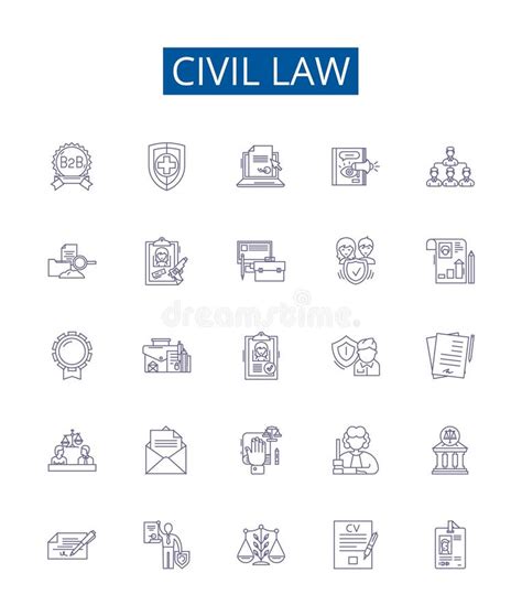Civil Law Line Icons Signs Set Design Collection Of Civil Law Common