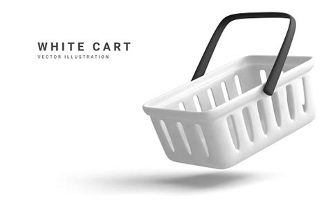 현실적인 쇼핑 카트는 흰색 배경에 고립 된 비행 빈 쇼핑 바구니 벡터 일러스트레이션 쇼핑 카트에 대한 스톡 벡터 아트 및 기타 이미지 쇼핑 카트 3차원 형태 카트