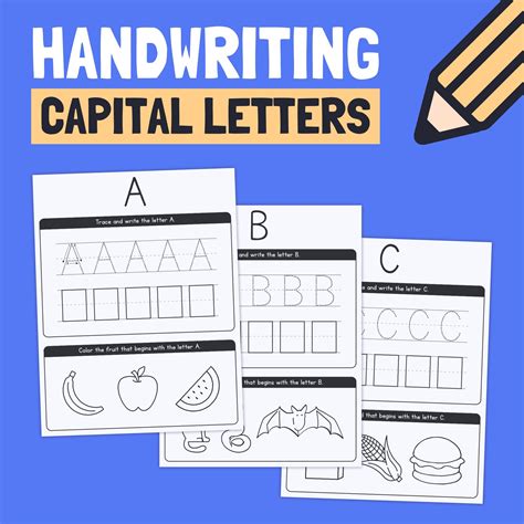 Handwriting Capital Letters Worksheets Kindergarten Ela And Esl Alphabet