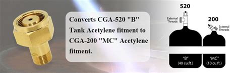 Ebrmeiwo CGA 520 B Tank Acetylene To CGA 200 MC Acetylene Regulator Acetylene Adapter Brass