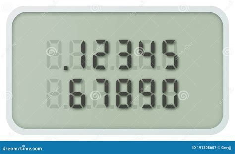 Realistic Calculator LCD Display And Digital Numbers Vector Illustration Stock Vector