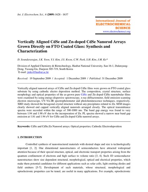 Pdf Vertically Aligned Cdse And Zn Doped Cdse Nanorod Arrays Grown Directly On Fto Coated
