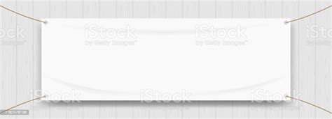 비닐 배너 빈 흰색 나무 프레임 배경에 고립 배너 광고 스탠드 매달려 실내 야외 직물 메쉬 비닐 배경 프리젠 테이션 포스터에 대한 빈 섬유 직물을 조롱 배너 표지판에 대한