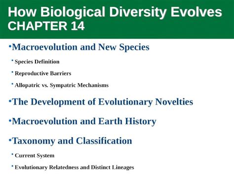 Ppt How Biological Diversity Evolves Chapter 14 Macroevolution And New Species Species