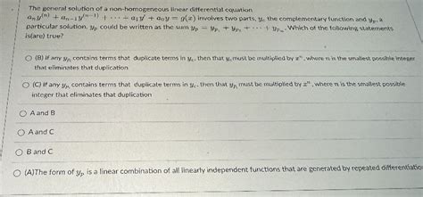 Solved The General Solution Of A Non Homogeneous Linear Chegg