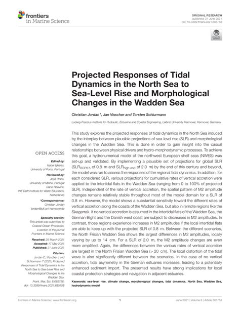 pdf projected responses of tidal dynamics in the north sea to sea