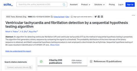 Citation Report Ventricular Tachycardia And Fibrillation Detection By