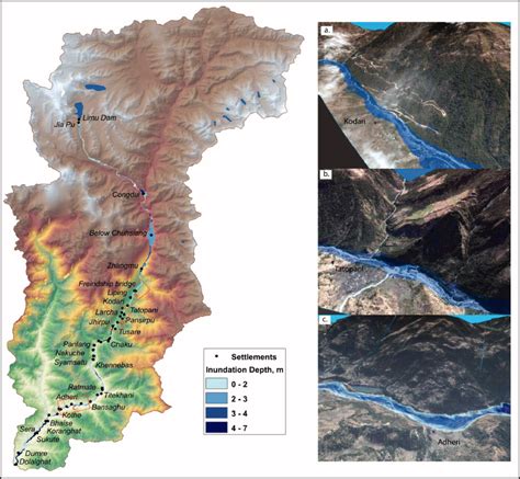 Map Showing The Expected Inundation Area Along Part Of The Sun Koshi Download Scientific