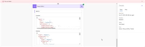 solved parse json action failed but shows as successful power