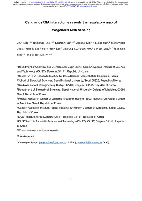 Pdf Cellular Dsrna Interactome Reveals The Regulatory Map Of Exogenous Rna Sensing