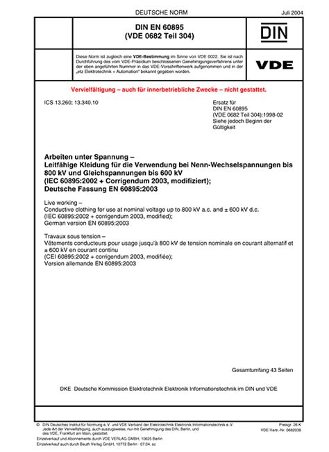 Din En 60895 Vde 0682 3042004 07 Normen Vde Verlag