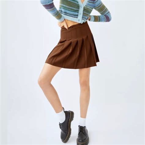 Aritzia Brown Mini Pleated Skirt Gem