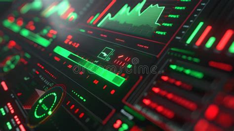 Risk Analysis Red And Green Indicators On A Digital Stock Illustration Illustration Of
