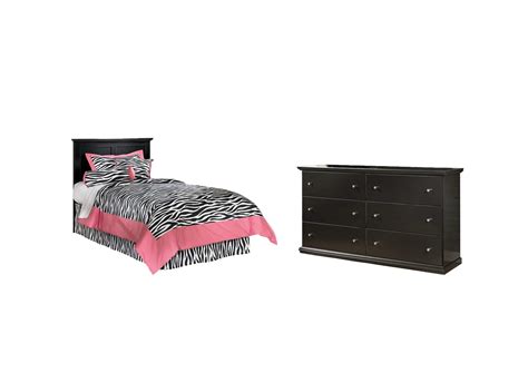 Maribel Twin Panel Headboard Bed With Dresser