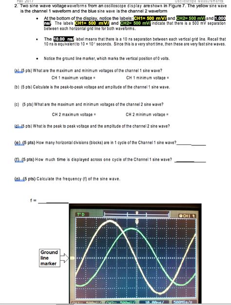 solved two sine wave voltage waveforms from an oscilloscope