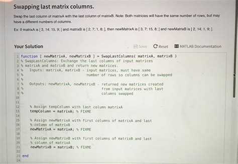 Solved Swap The Last Column Of MatrixA With The Last Column Chegg Com