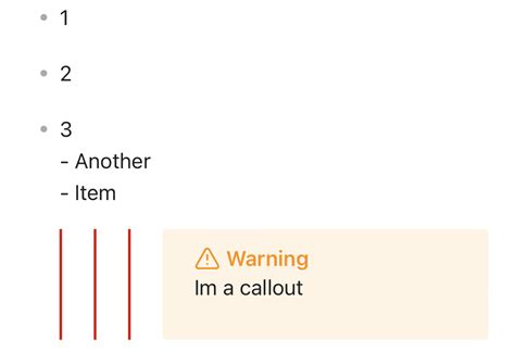 adding a callout in a list broke the list in reading mode bug