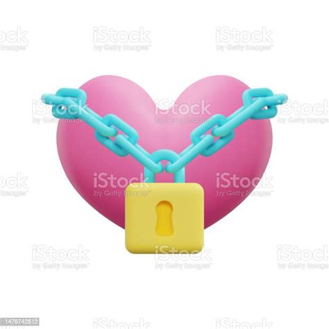 3d 잠긴 심장 아이콘 벡터입니다 흰색 배경에 격리 3d 심장 사랑 발렌타인 데이 개념 만화 최소한의 스타일 3d 심장 아이콘 벡터 렌더링 그림입니다 3차원 형태에 대한