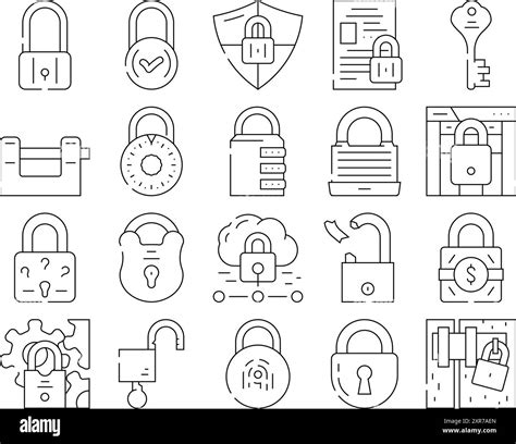 Padlock Lock Safe Password Icons Set Vector Stock Vector Image And Art Alamy