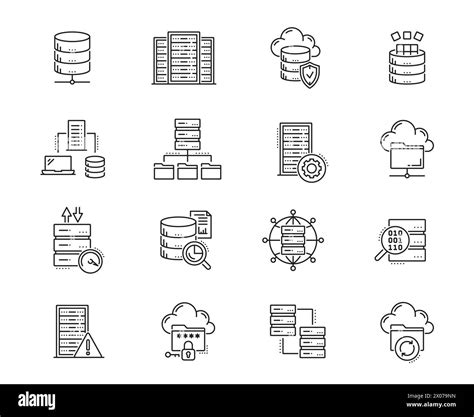 Database Network Server And Cloud Storage Icons File Storage Center Hosting Platform