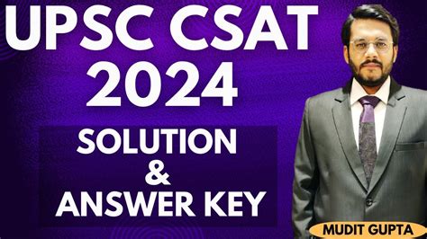 Upsc Csat 2024 Complete Solution And Answer Key By Mudit Gupta Youtube