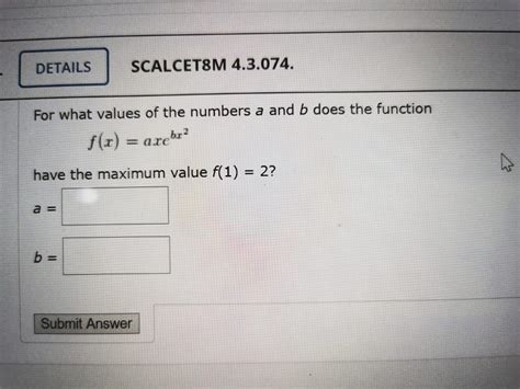 solved for what values of the numbers a and b does the