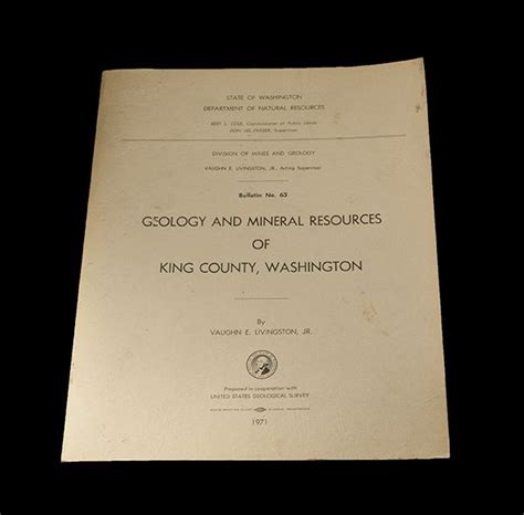 Geology And Mineral Resource Of King Co Washington 1971 Washington