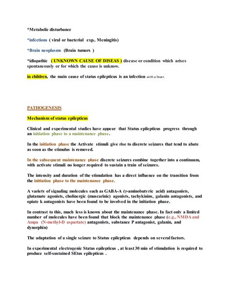 Status Epilepticus Sign And Symptoms Etiology Pathogenesis
