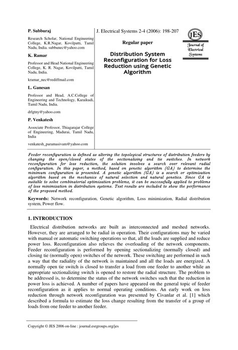 pdf distribution system reconfiguration for loss reduction using