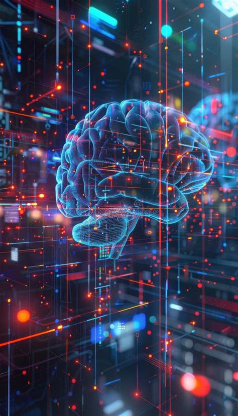 Braincomputer Interface In Use Dim Room Light Closeup Futuristic Medical Illustration High