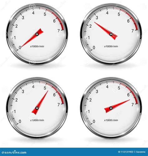 Manometer Round Gauge With Metal Frame Different Indication Stock Vector Illustration Of
