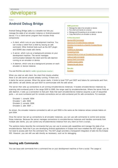 Android Debug Bridge Android Developers Pdf