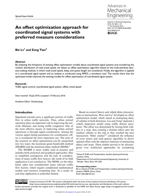 Pdf An Offset Optimization Approach For Coordinated Signal Systems